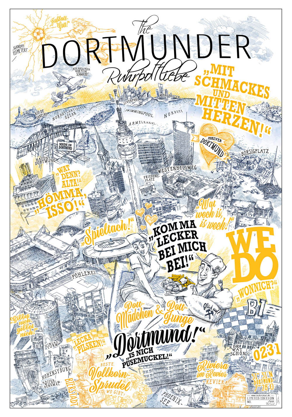 Dortmund Poster - The Dortmunder - limitierter Kunstdruck gezeichnet ...