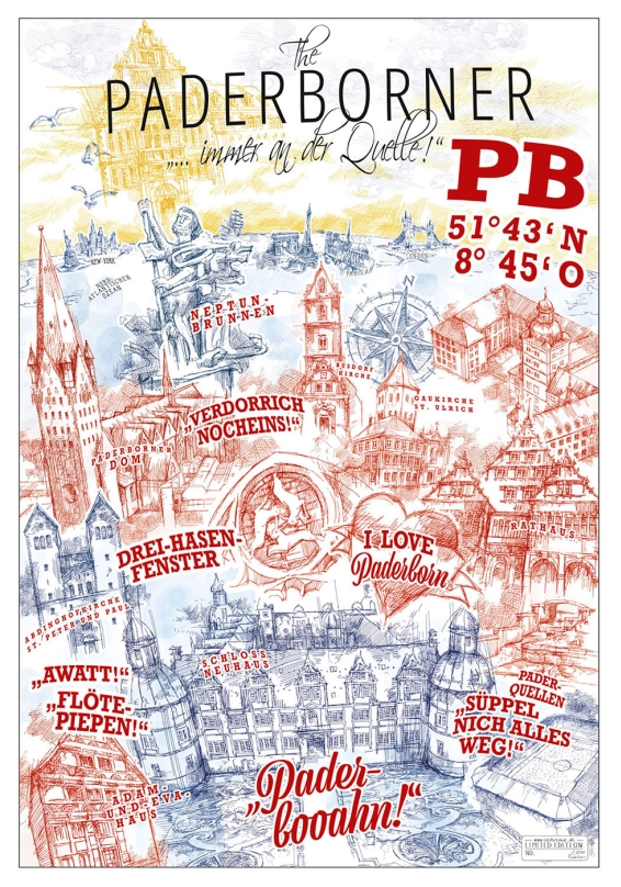 Paderborn Poster - The Paderborner - limitierter Kunstdruck gezeichnet ...