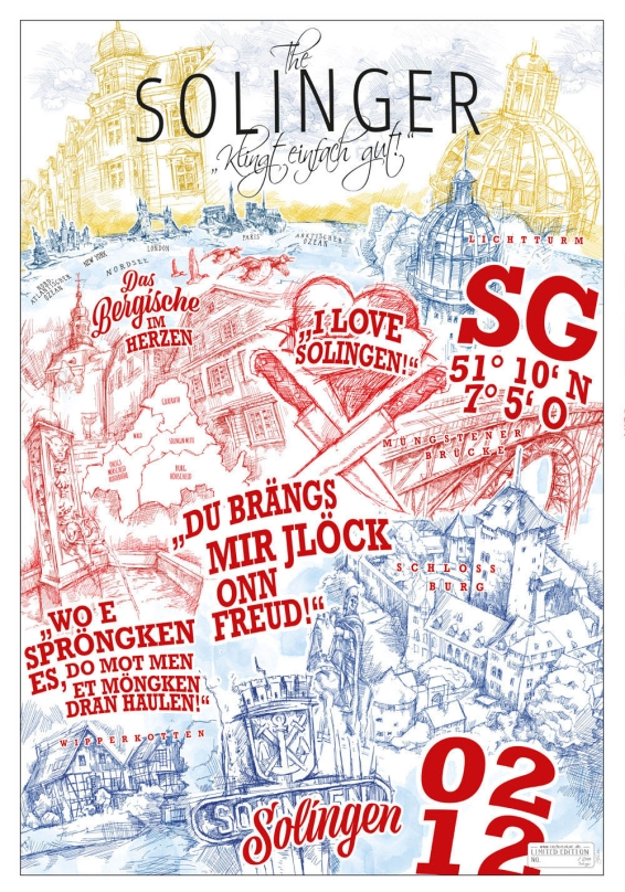 Solingen Poster - The Solinger - limitierter Kunstdruck gezeichnet von ...