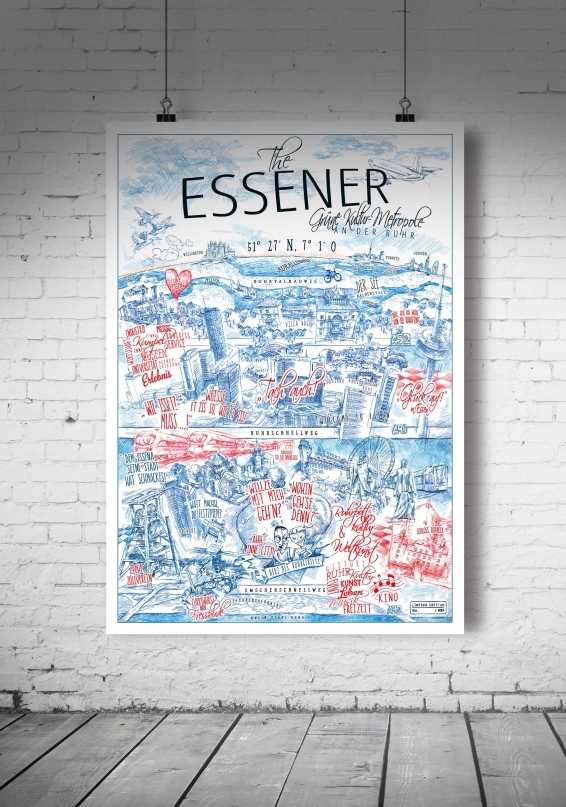 Essen Poster - The Essener - limitierter Kunstdruck gezeichnet von Jörg ...