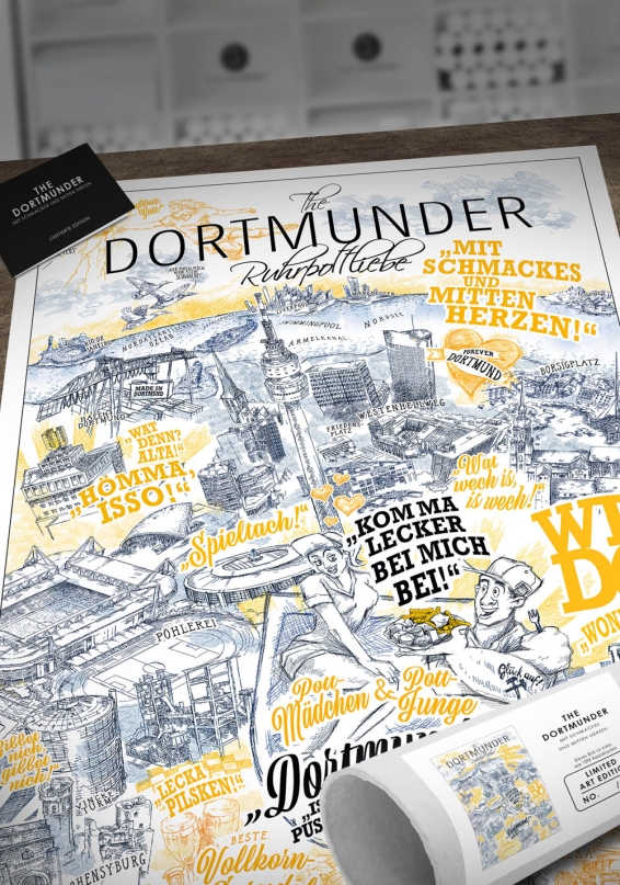 Dortmund Poster - The Dortmunder - limitierter Kunstdruck gezeichnet ...