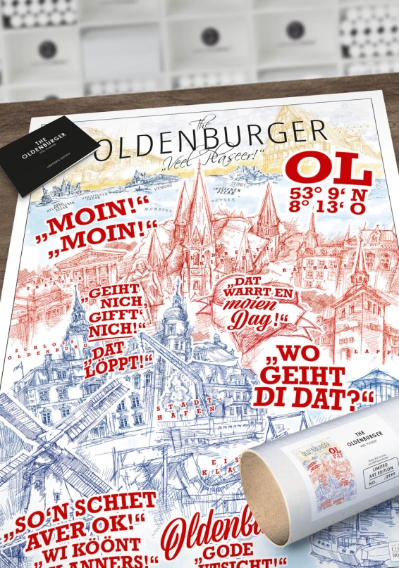 Oldenburg Poster - The Oldenburger - limitierter Kunstdruck gezeichnet ...