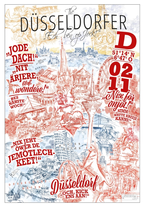 Düsseldorf Poster - The Düsseldorfer - limitierter Kunstdruck ...