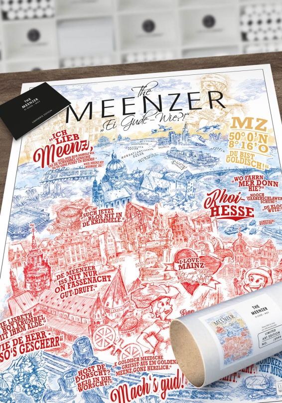 Mainz Poster - The Meenzer - limitierter Kunstdruck gezeichnet von Jörg ...