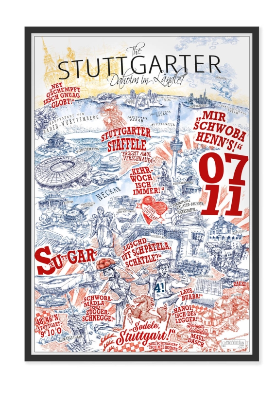 Stuttgart Poster - The Stuttgarter - limitierter Kunstdruck gezeichnet ...
