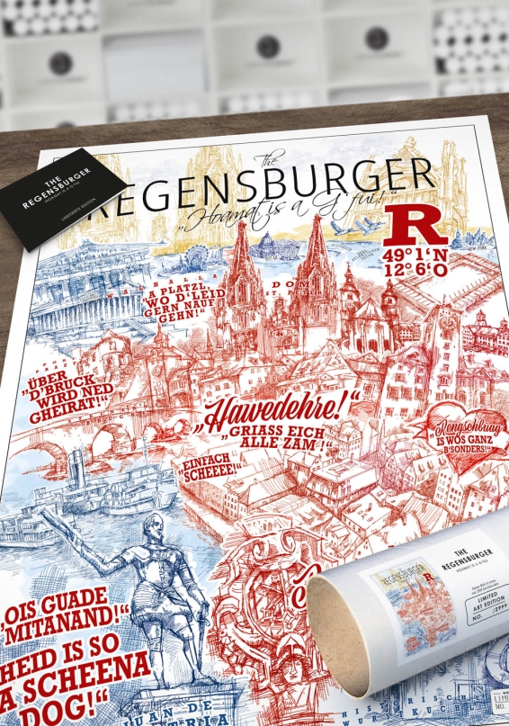 Regensburg Poster - The Regensburger - limitierter Kunstdruck ...