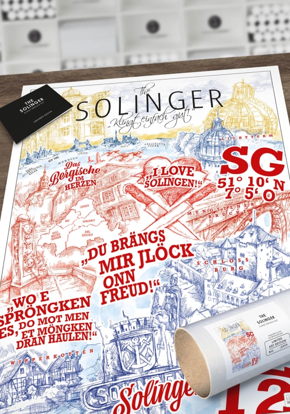 Solingen Poster - The Solinger - limitierter Kunstdruck gezeichnet von ...